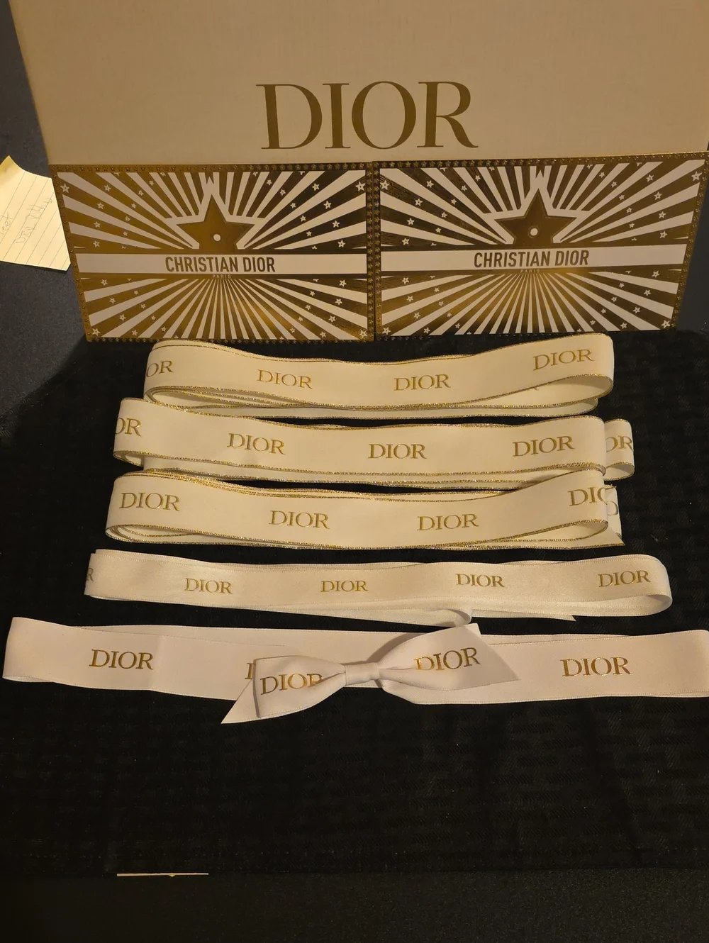 Dior | Accessories | Dior Ivory Ribbon With Gold Logo Print 5 New ...